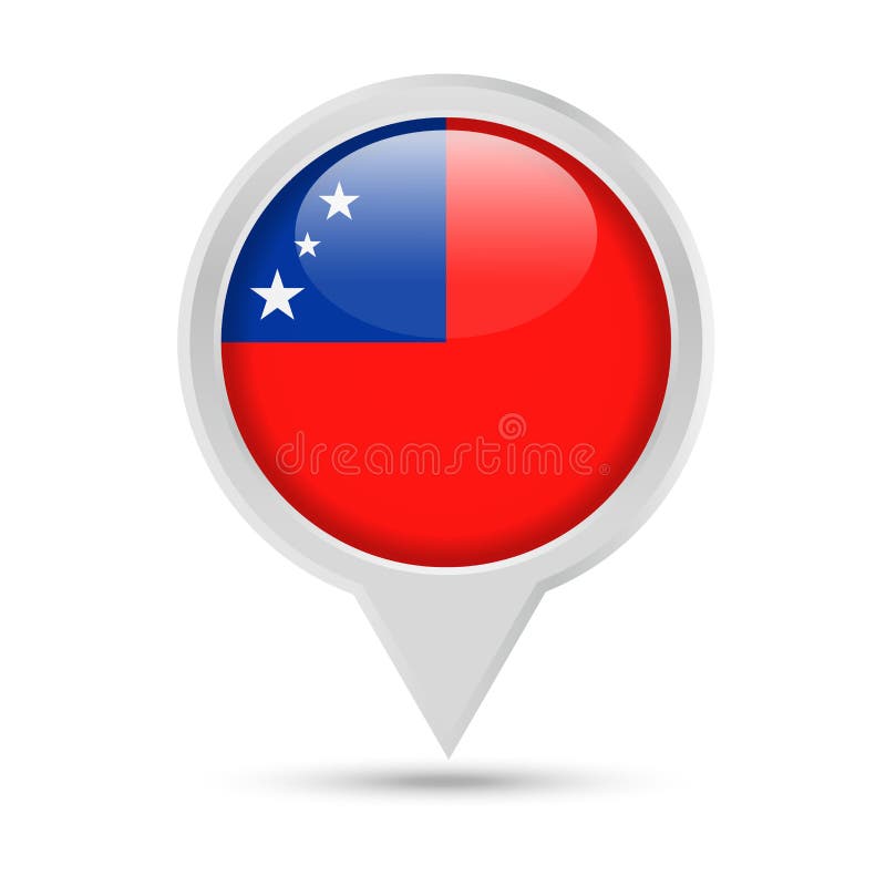 Samoa Flag Round Pin Vector Icon Stock Illustration - Illustration of ...