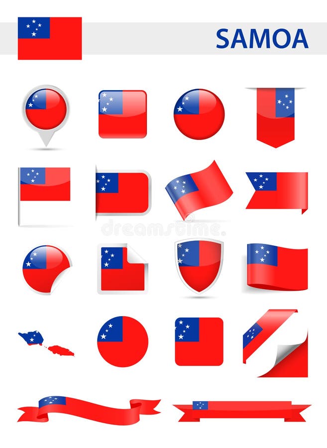 Samoa Flag Vector Set stock illustration. Illustration of icons - 112297271