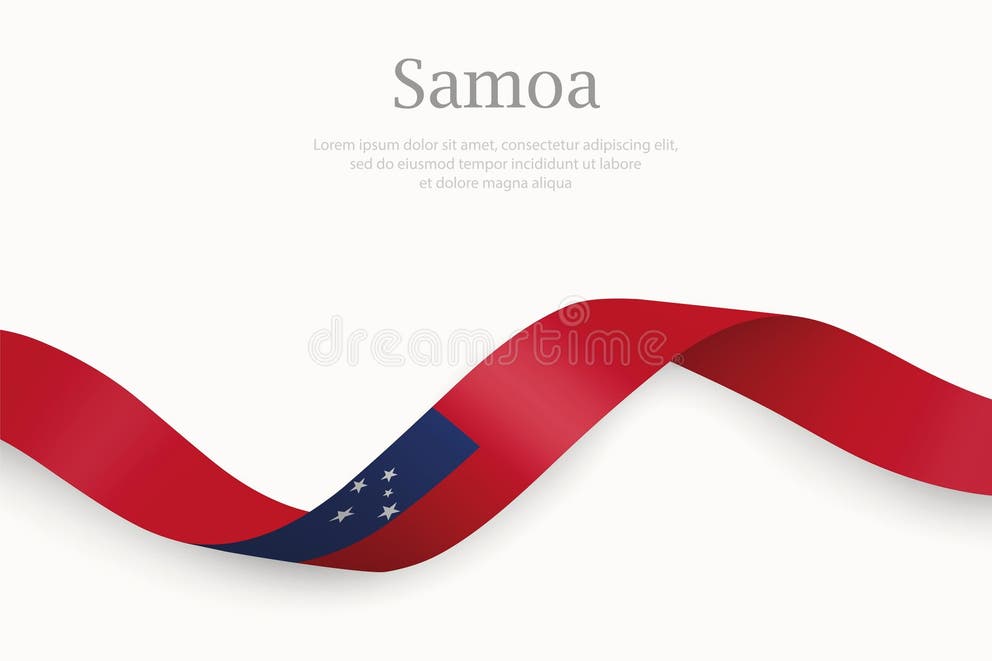 Samoa Flag on Waving Ribbon Stock Vector - Illustration of strip ...