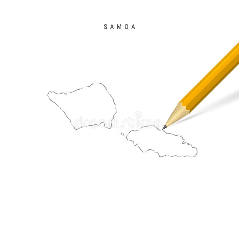 Samoa Freehand Pencil Sketch Outline Vector Map Isolated on White ...