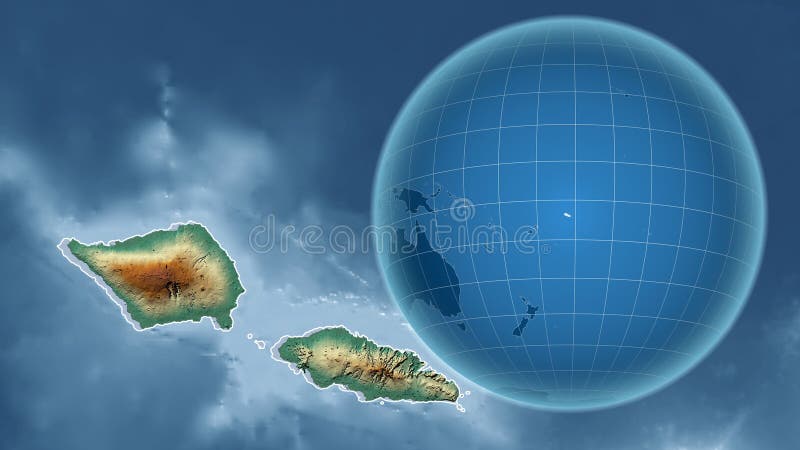Samoa - Relief. Country and Globe, Composition Stock Illustration ...