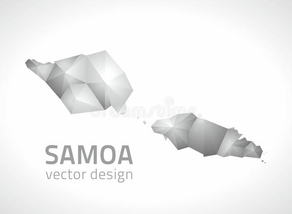 Samoa Triangle Graphic Grey and Silver Vector Perspective Polygonal Map ...