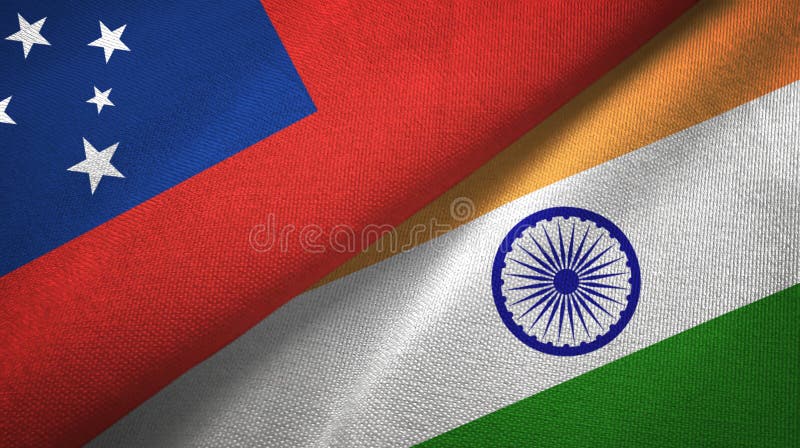 Samoa and India Two Flags Textile Cloth, Fabric Texture Stock ...