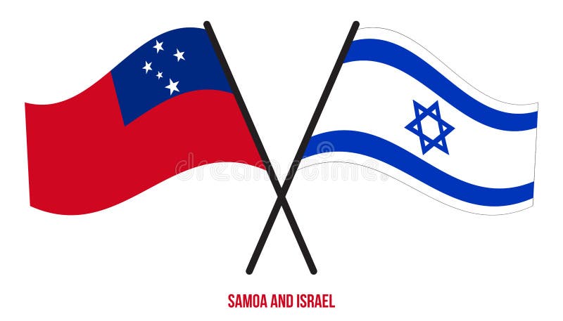 Samoa and Israel Flags Crossed and Waving Flat Style. Official ...