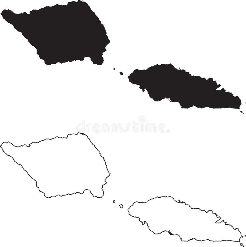 Samoa Map. Black Silhouette Country Map Isolated on White Background ...