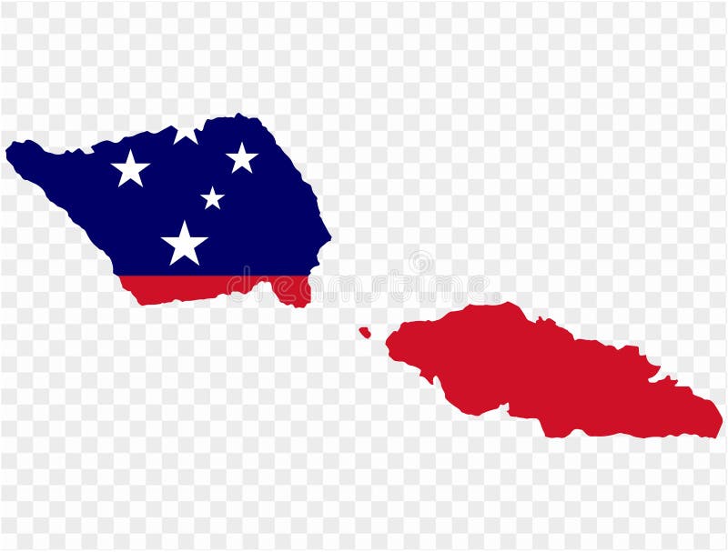 Samoa Map Flag on Transparent Background. Vector Illustration Stock ...