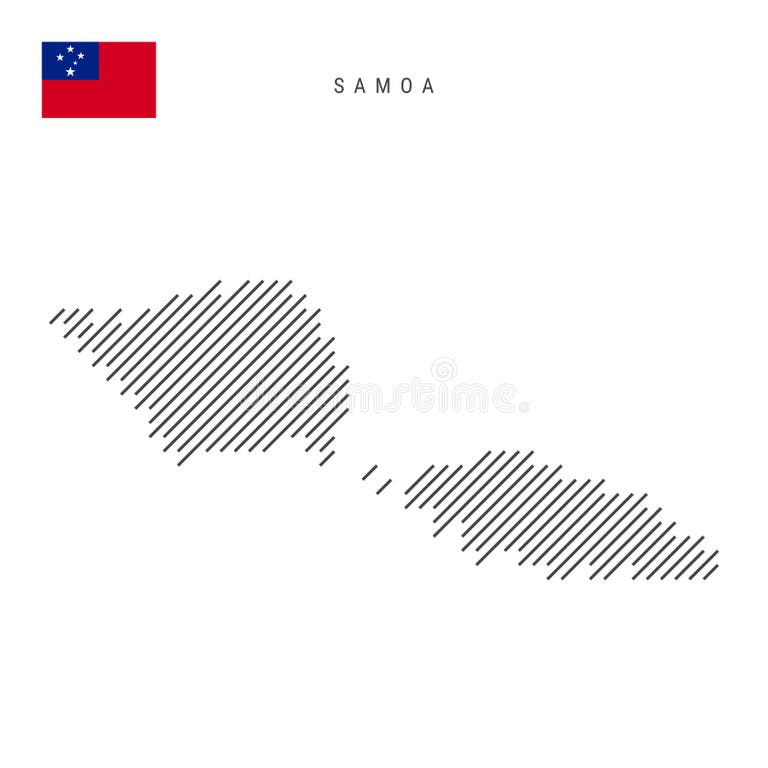 Samoa Map from Pattern of Black Slanted Parallel Lines. Flat Vector ...