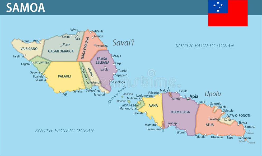 Samoa Map Vector New 2024 Colorful - Customizable Layered Political Map ...
