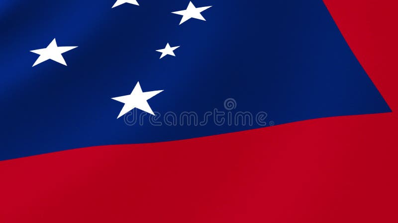 Samoa National Flag Waving in Wind, Close View, Isolated Background ...