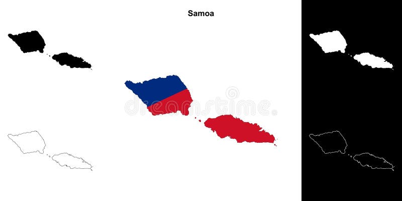Samoa outline map stock vector. Illustration of national - 323785983