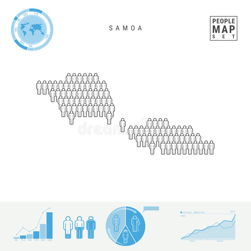 Samoa People Icon Map. Stylized Vector Silhouette of Samoa. Population ...