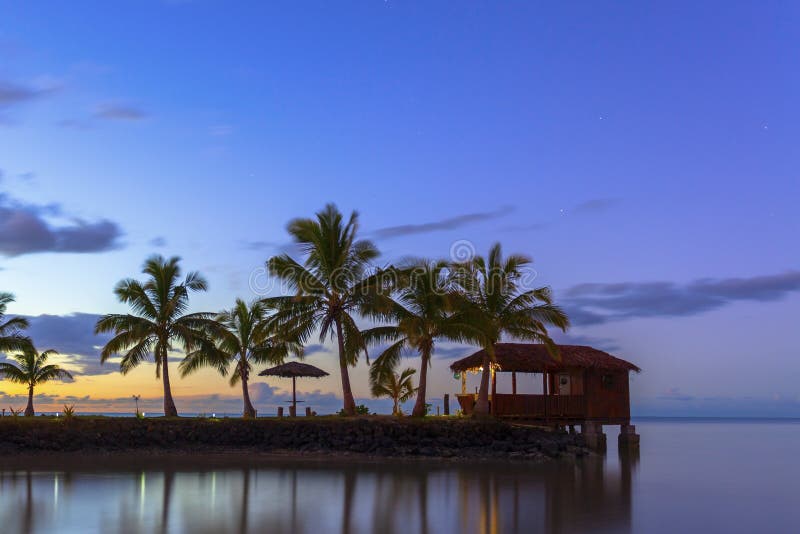 Samoa at sunset stock image. Image of tropical, house - 49768419