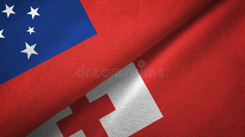 Samoa and Tonga Two Flags Textile Cloth, Fabric Texture Stock ...