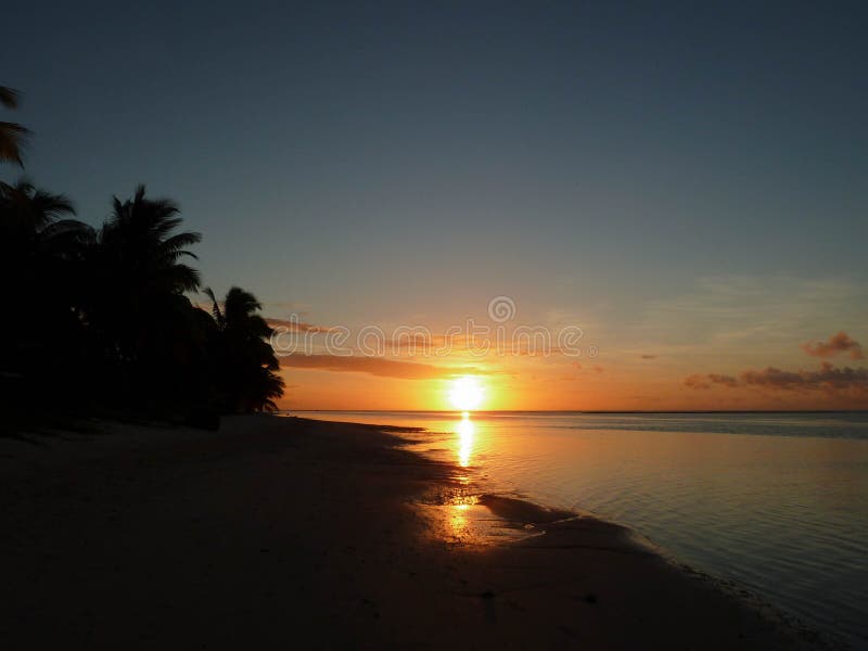 Samoan Beach Sunset stock photo. Image of radient, tropical - 49152190