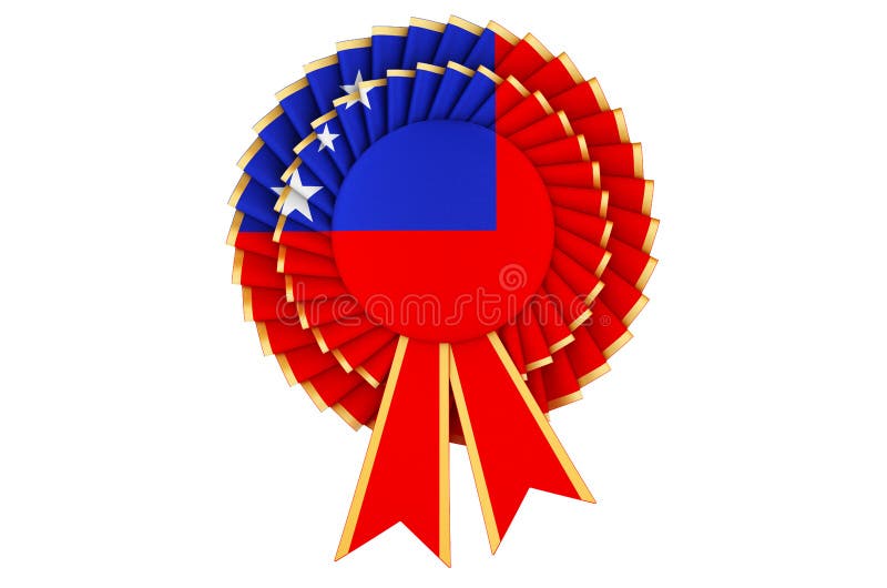 Samoan Flag Painted on the Award Ribbon Rosette. 3D Rendering Stock ...