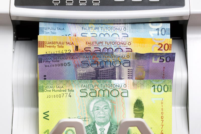 Samoan Tala in the Counting Machine Stock Image - Image of financial ...