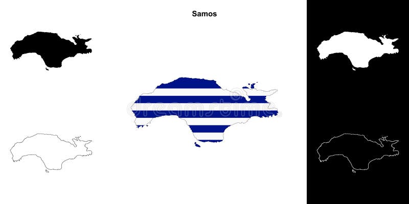 Samos outline map stock vector. Illustration of contour - 379304398
