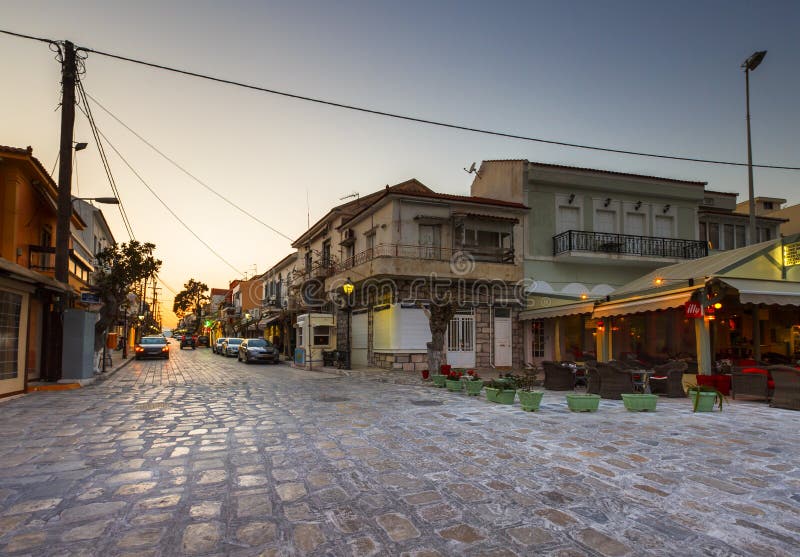 Samos Island. editorial stock image. Image of street - 91915249
