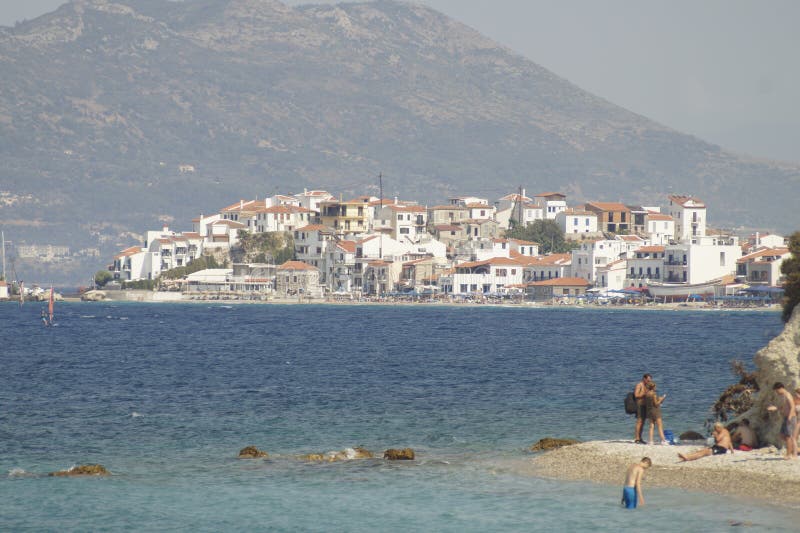 Samos village editorial photo. Image of harbor, marina - 58079126