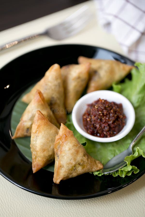 Samosa with chilli sauce stock image. Image of pakistani - 50088387