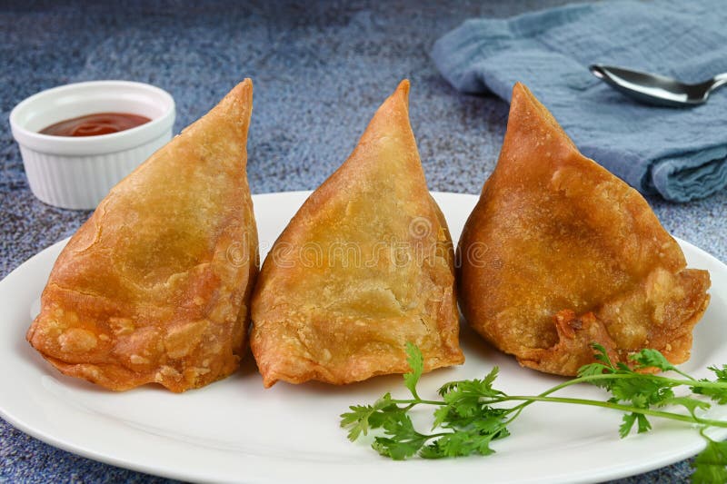 Samosa Dish Served in a Plate Stock Photo - Image of indian, dish ...