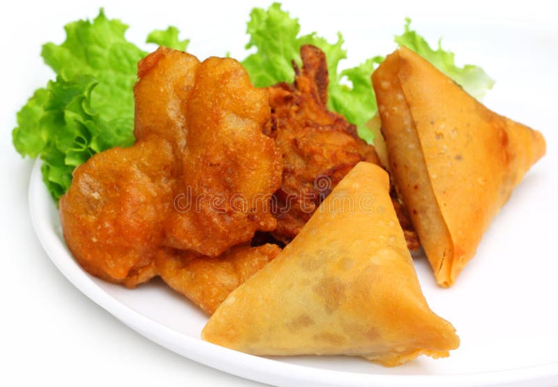 Samosa with mushroom snack stock photo. Image of lettuce - 28464542