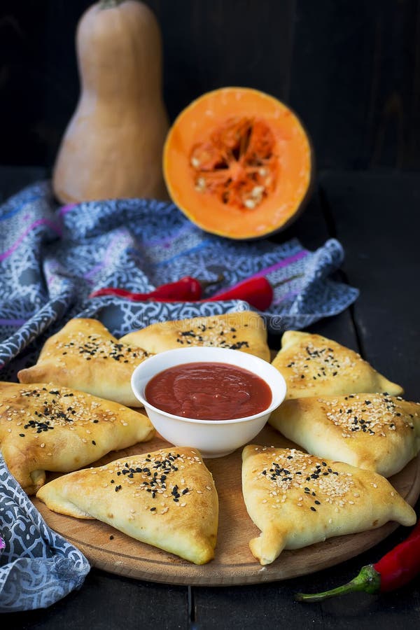 Samosa with Pumpkin - Traditional Oriental Pastries Stock Image - Image ...
