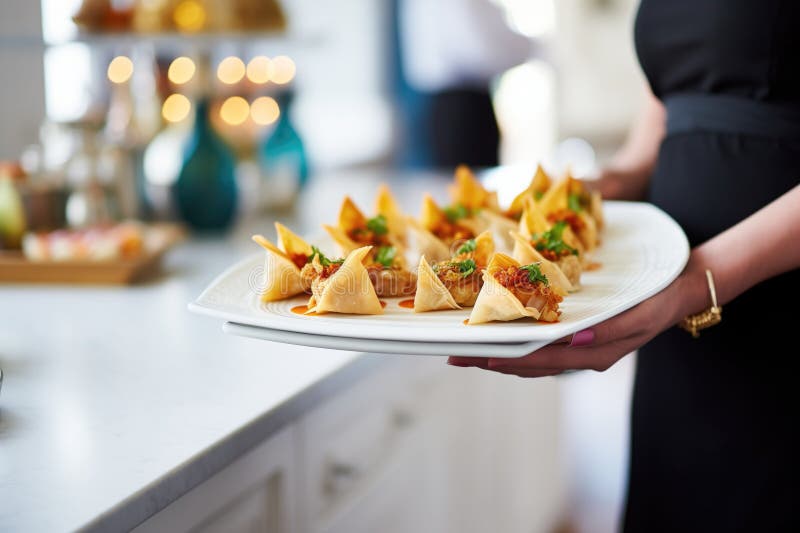 Samosas on a Platter Being Served at a Party Stock Photo - Image of ...
