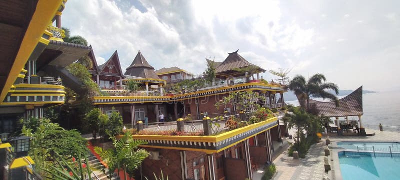 Samosir Hotel at Lake Toba stock image. Image of landmark - 258793861