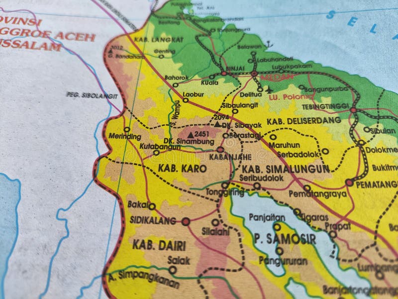 Samosir Island Map and Major Cities Around it on Physical Map Stock ...