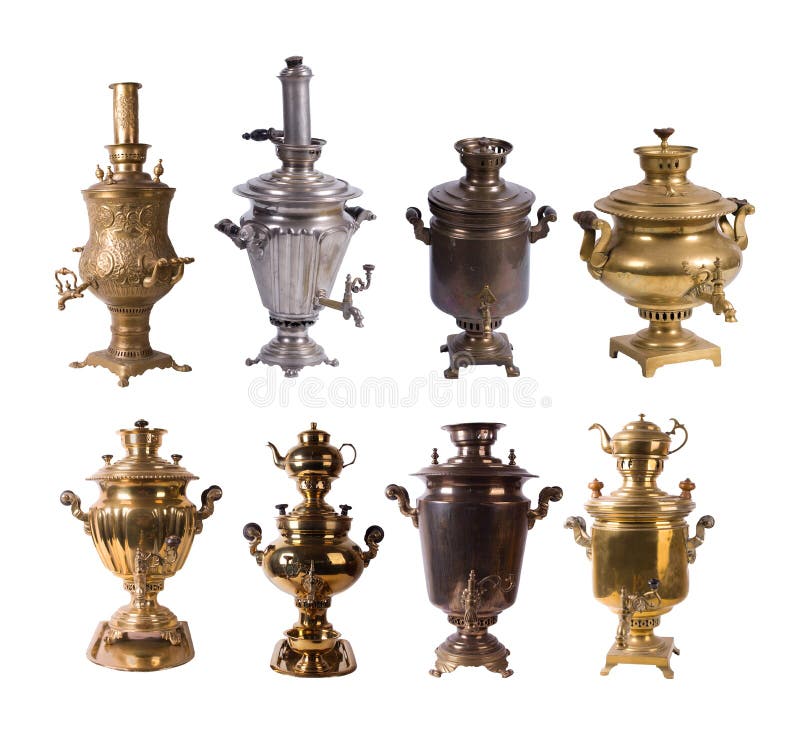 Samovars stock photo. Image of teapot, cooper, gold, isolated - 24564458