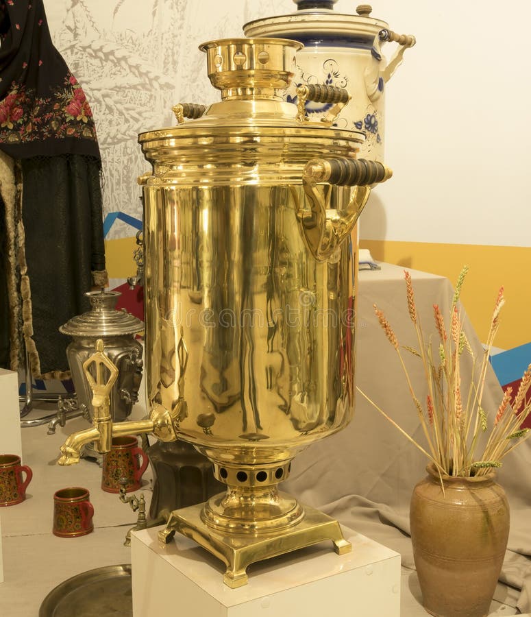 Samovars- Machines for Making Hot Water Stock Photo - Image of brass ...