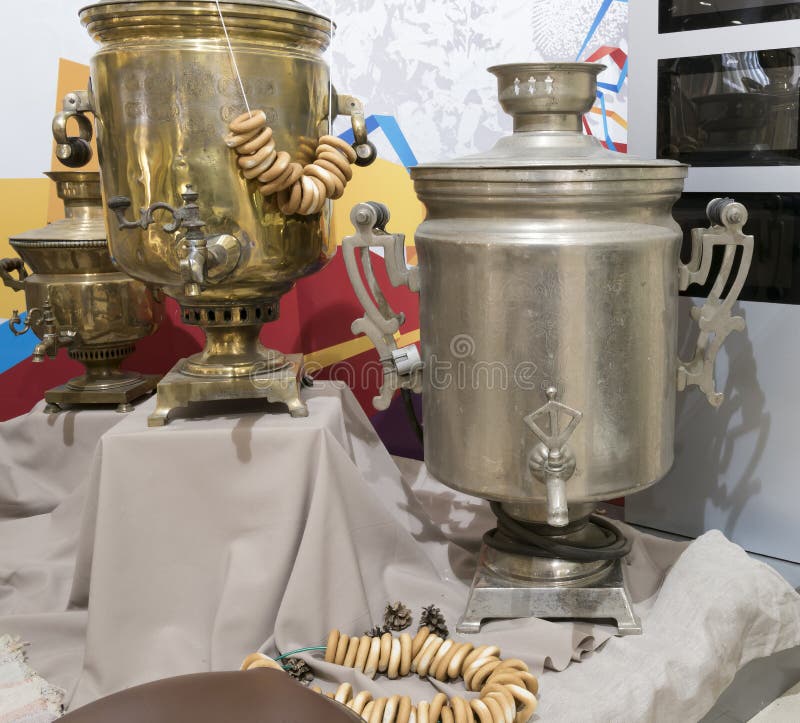 Samovars- Machines for Making Hot Water Stock Image - Image of metal ...