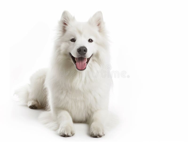 Samoyed with Smiling Face and Fluffy White Coat in Studio Stock ...
