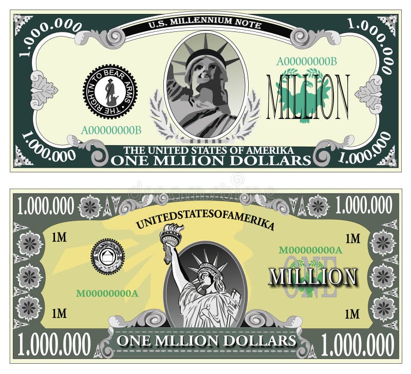 Sample Banknote of a Million Dollars Stock Illustration - Illustration ...