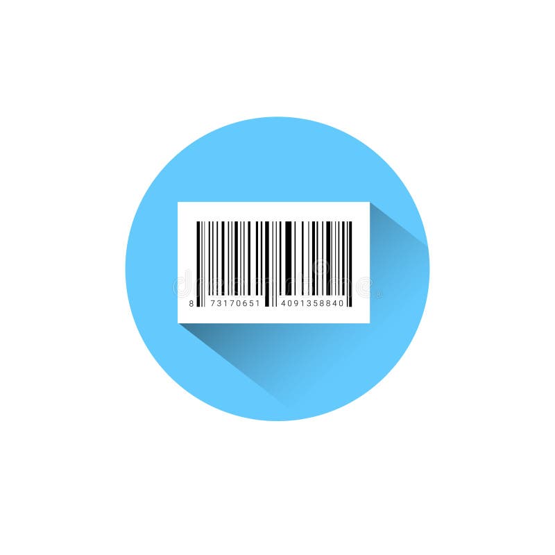Sample Bar Code for Scanning Icon on Blue Round Background Stock Vector ...