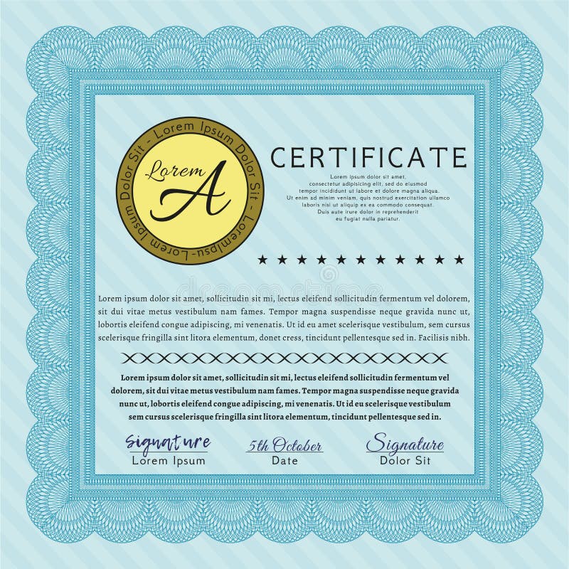 Blue Certificate Template stock vector. Illustration of award - 28552543