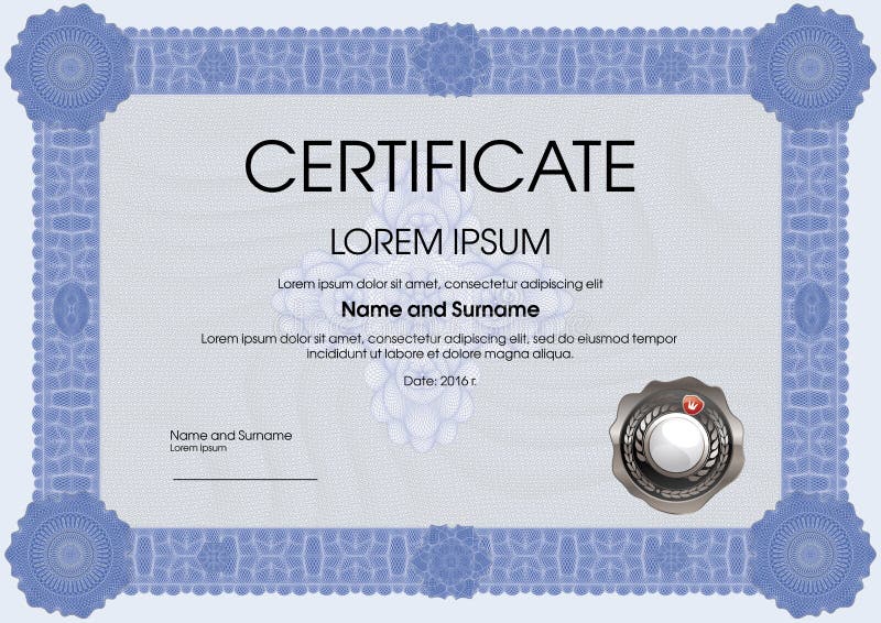 Certificate Sample with Place for Name and Surname Stock Vector ...