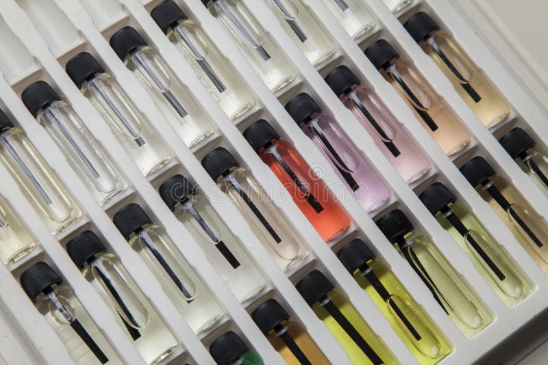 Sample of Colored Perfume Bottles with Different Types of Fragrances ...