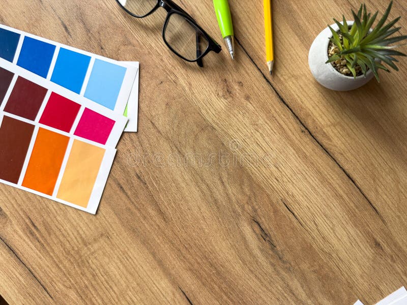 Sample Colors Catalogue Swatches Book on Desk for Design Stock Photo ...