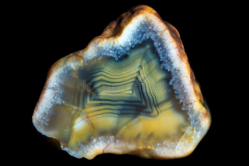 A Sample of a Concentrically Layered Blue-yellow-green Agate Stone ...