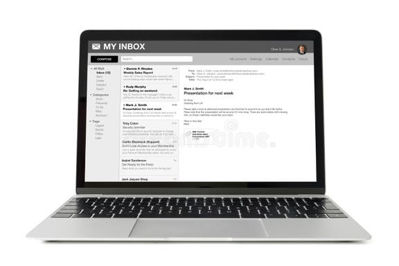 Sample Email Application Interface on Laptop Computer. Stock Photo ...