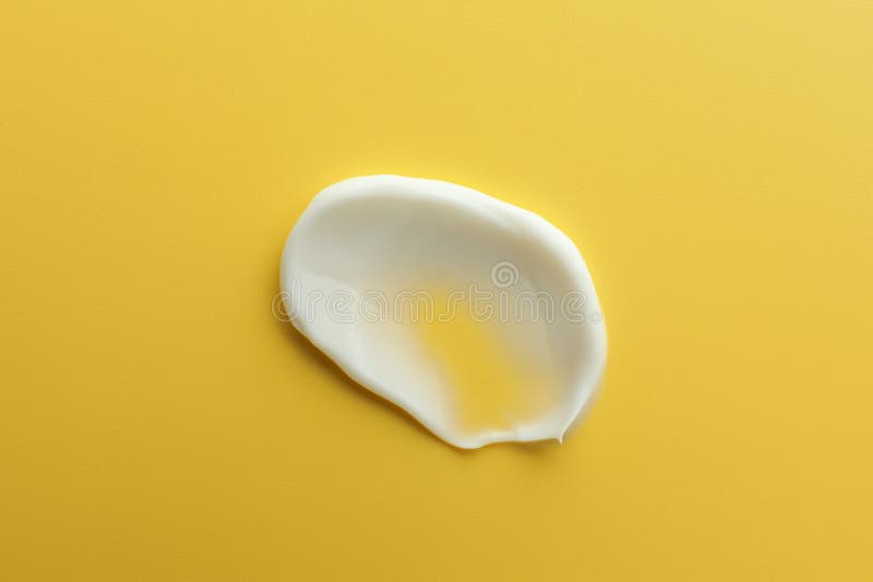 Sample of Face Cream on Yellow Background, Top View Stock Photo - Image ...