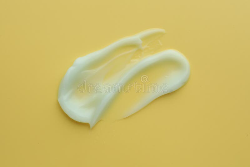 Sample of Face Cream on Yellow Background, Top View Stock Photo - Image ...