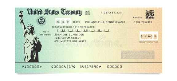 Sample of the Fake US Stimulus Check Stock Vector - Illustration of ...