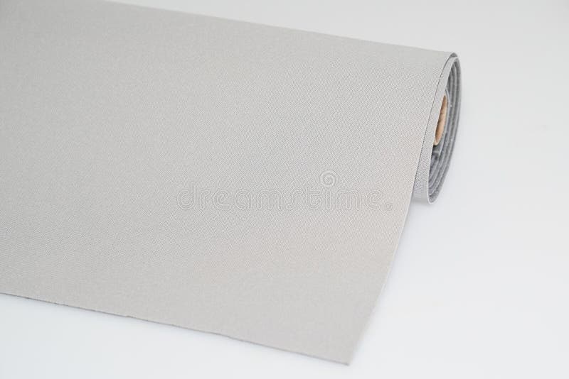 Sample Grey Textile Fabric Roll Ready To Cut on Gray Background Stock ...