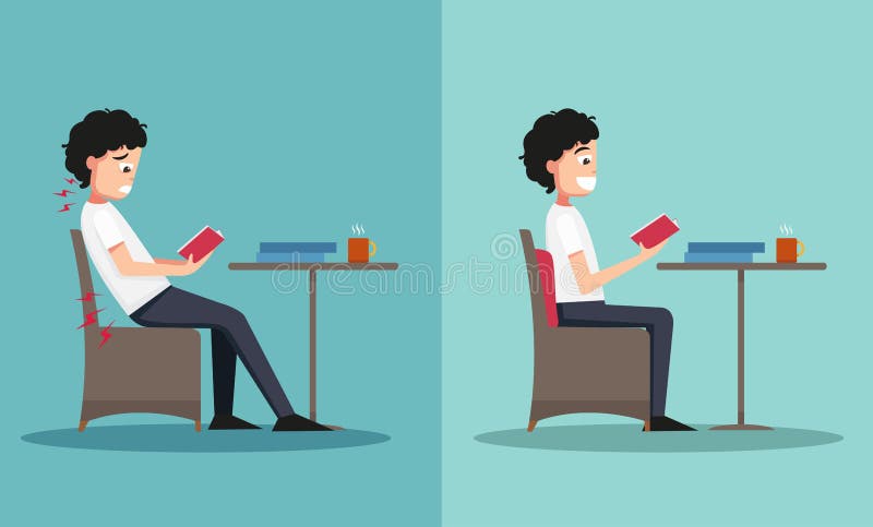 The Sample of the Guy Sitting in Wrong and Right Ways Stock Vector ...