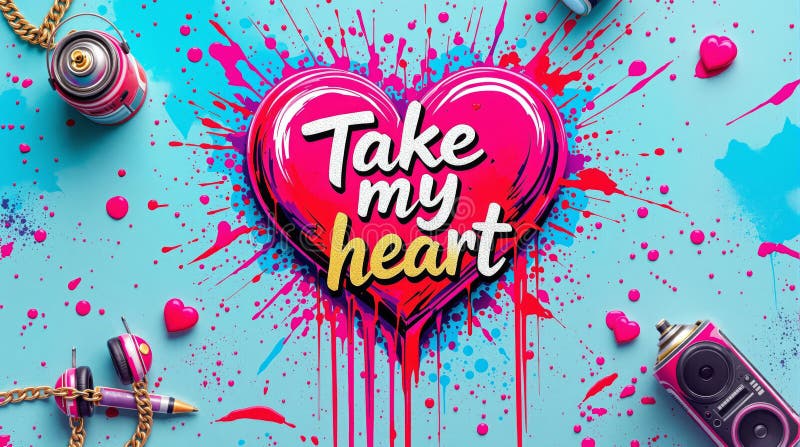 Graffiti Romance: Urban Love Text with a Retro Twist, Generative Ai ...