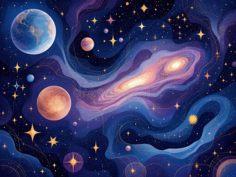 Vibrant Cosmic Universe: Galaxies and Planets in Harmony, AI-Generated ...