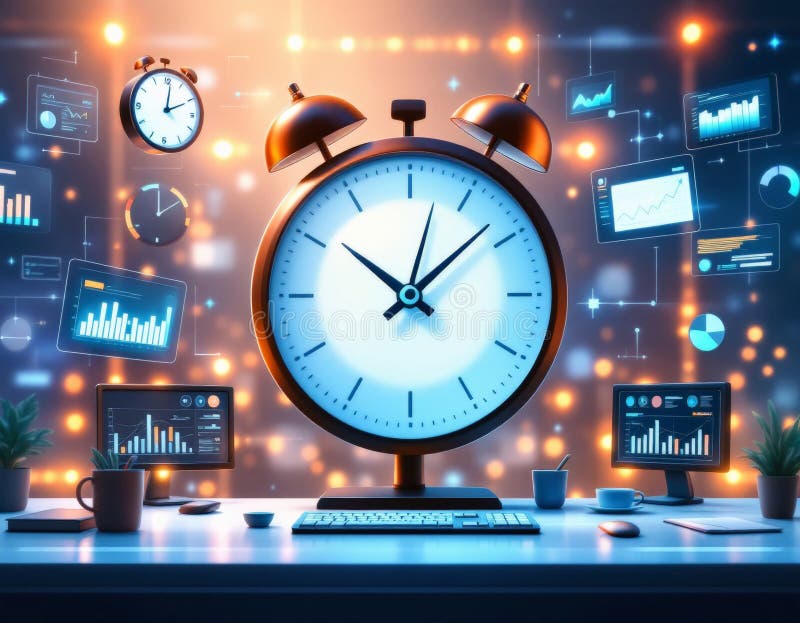 Stylized clock isolated stock illustration. Illustration of deadline ...